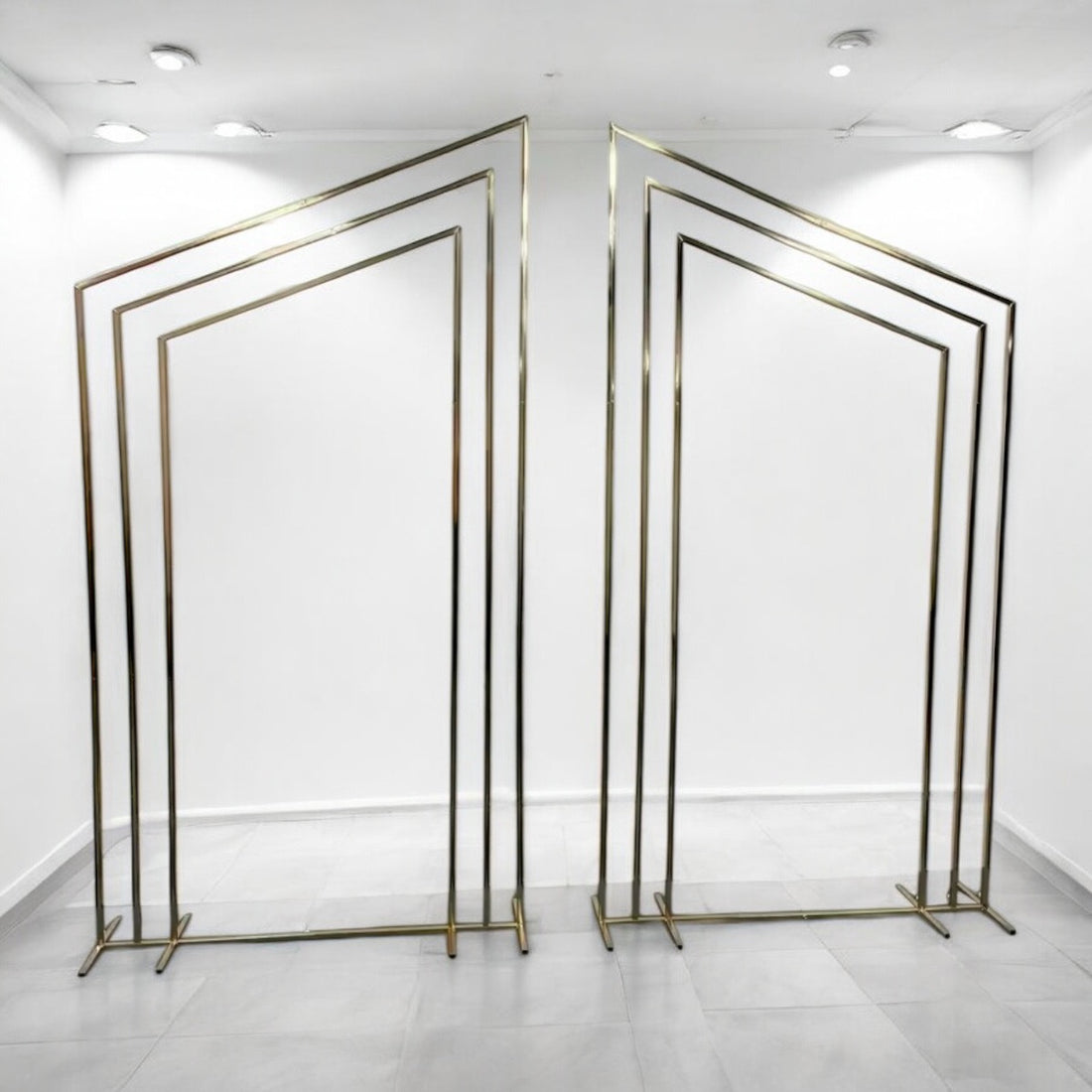 Angled Wedding Arch - Shiny Gold Backdrop Set For Decor